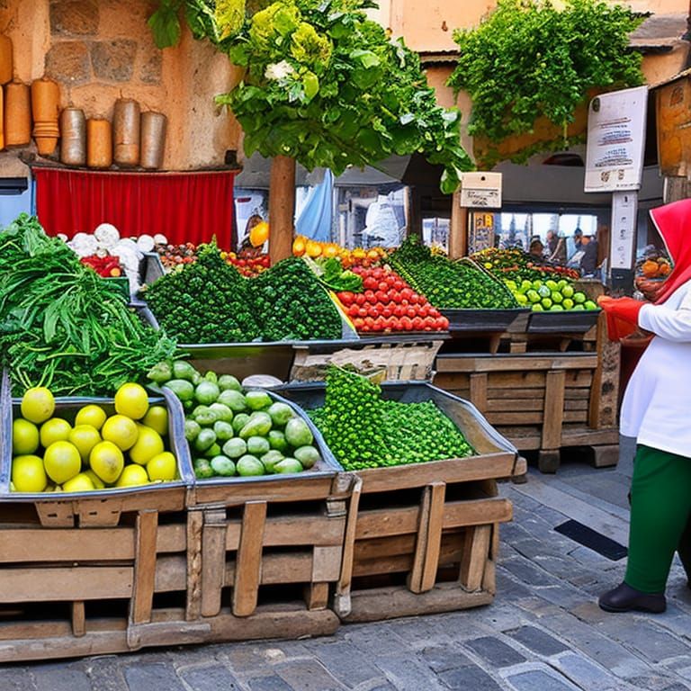 A Medieval market selling fruits and vegetables. - AI Generated Artwork ...