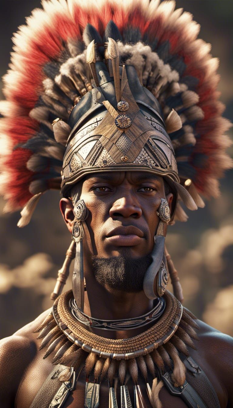 photo portrait of a zulu warrior during a battlecry - AI Generated ...
