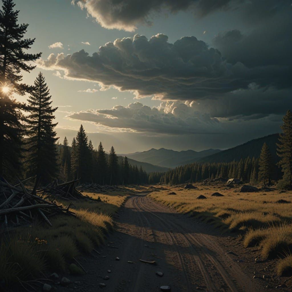 Mysterious Cinematic Scene in Film Noir Style - AI Art