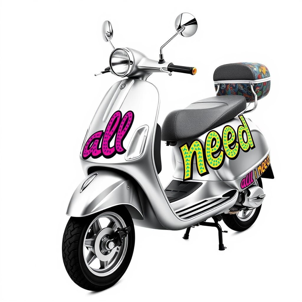 Mod scooter wrapped in "all i need" artwork