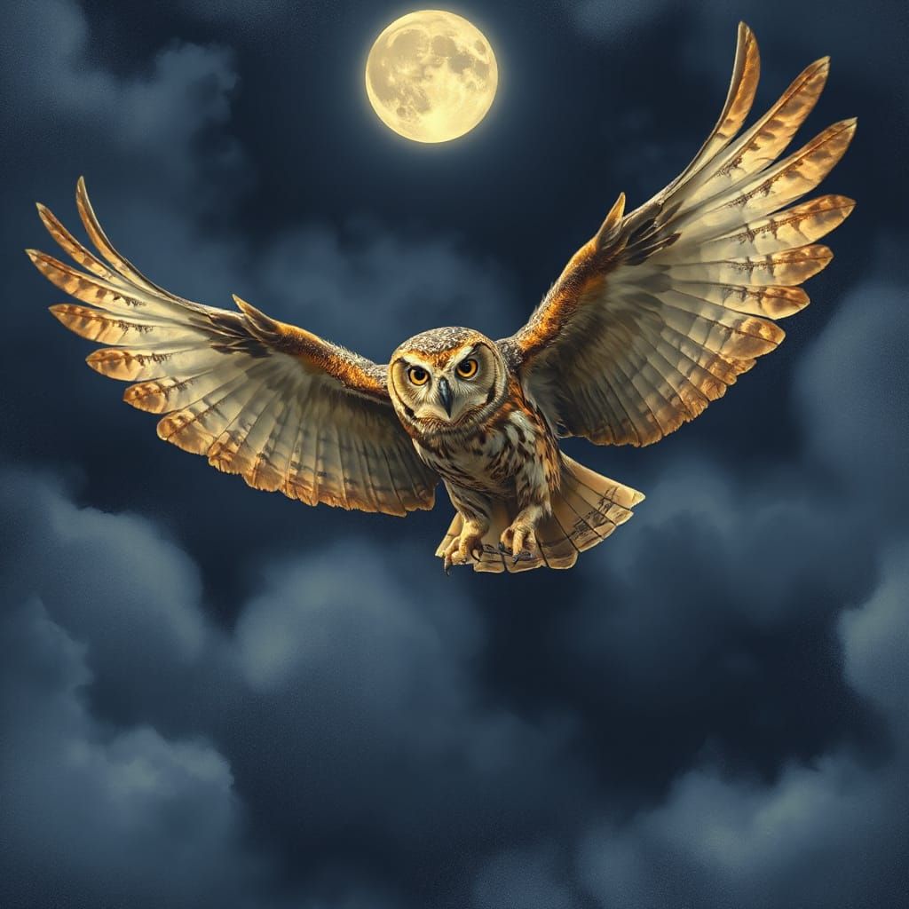 Who, (baby) who?! - Majestic Owl Soars Through Moonlit Night...