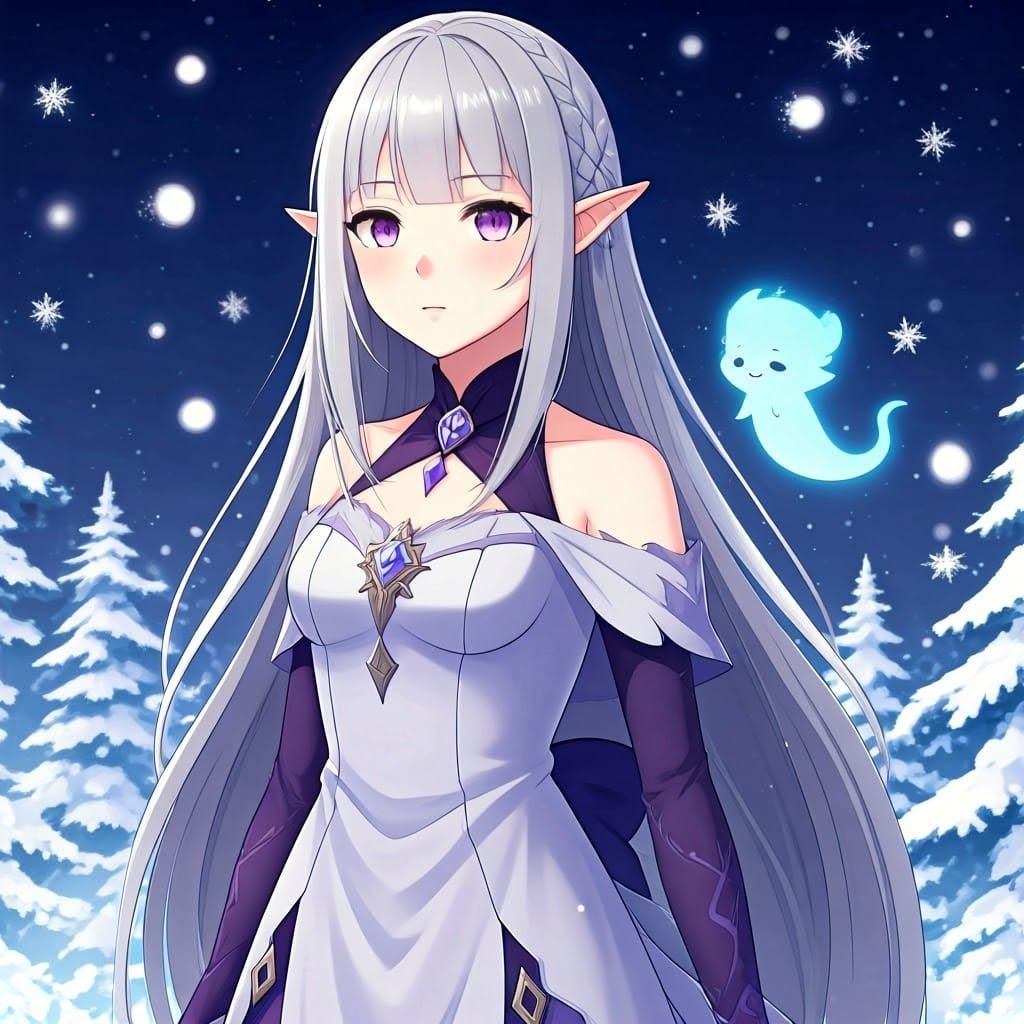 Kind-hearted Emilia and her spirit Puck