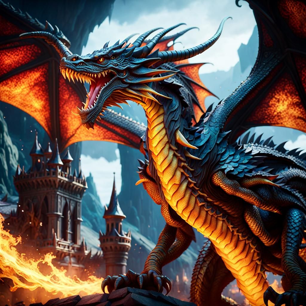 Flaming Dragon - AI Generated Artwork - NightCafe Creator