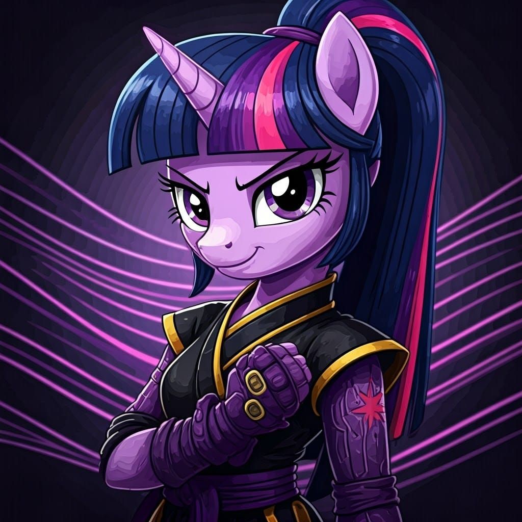 Edgy Pony Warrior in Cyberpunk Aesthetic - AI Art