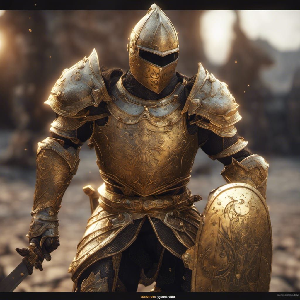 knight of the golden era, close, full golden armor, beard - AI ...