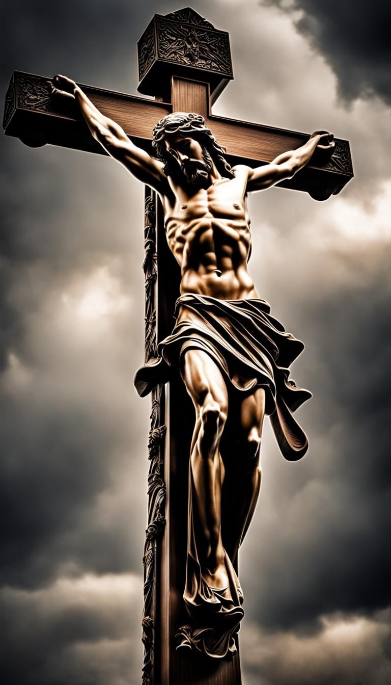 Jesus on the cross, intricate details, HDR, beautifully shot ...