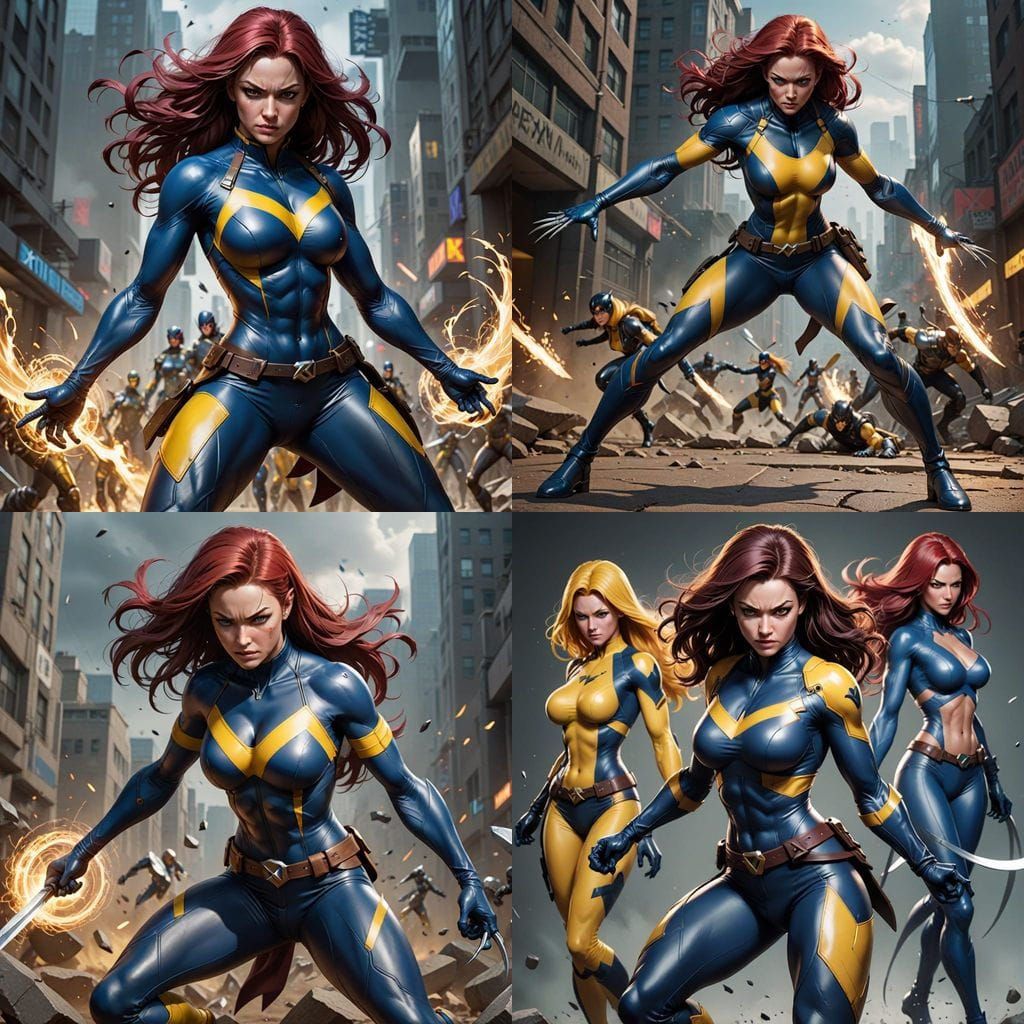 Surreal Anime Xmen Warrior in Epic Fighting Pose - AI Art