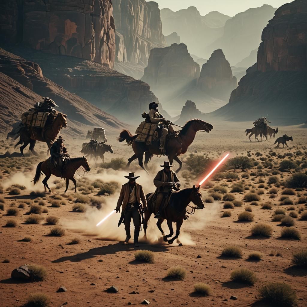 Cowboys VS jedi - AI Generated Artwork - NightCafe Creator