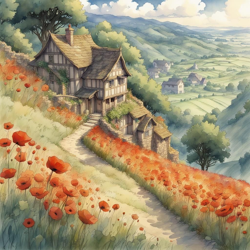 Valley View Cottages - AI Generated Artwork - NightCafe Creator