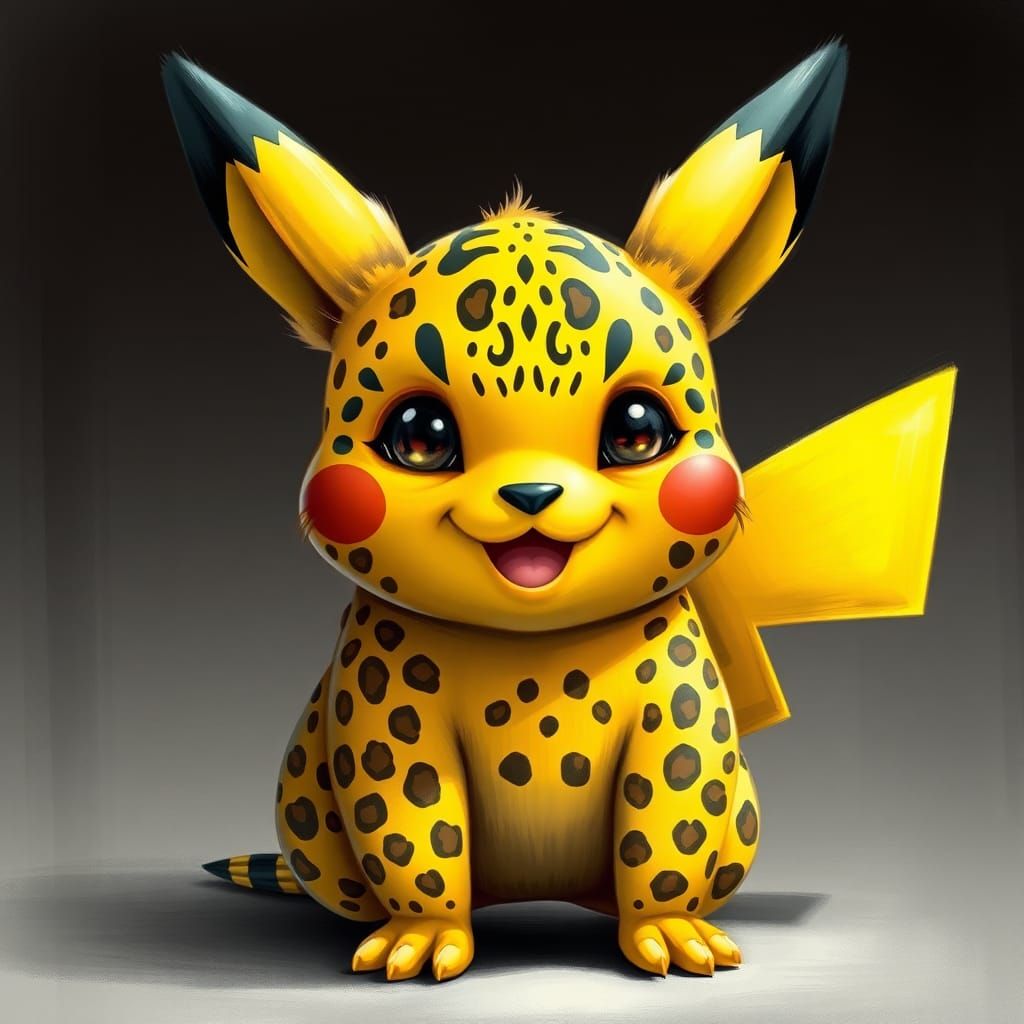 wacky adorable Leopard Pikachu hybrid. Funny caricature, intricately detailed, hilarous ...