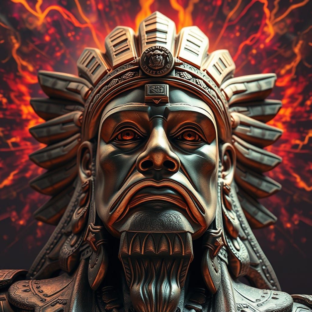 {Close up head and shoulders Aztec warrior Zeus visage: dreams and ...