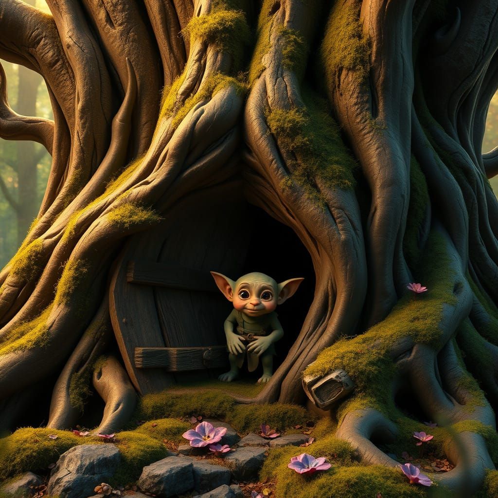 A goblin coming out of his home - Goblin Emerges from Ancien...