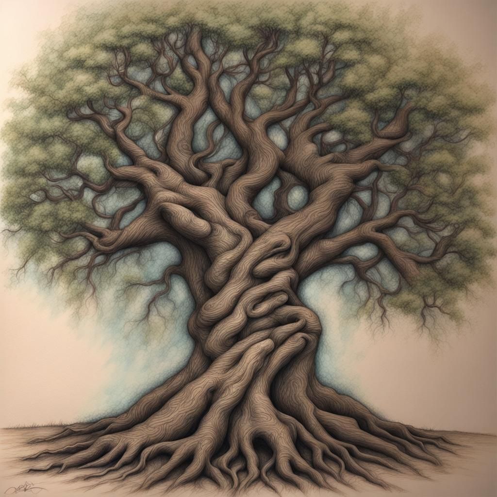 Tree of life Colored Charcoal Drawing::4 creative, expressive, detailed ...