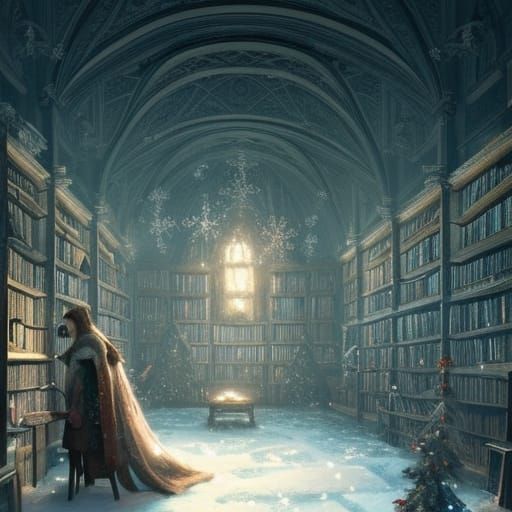 Frozen Library Christmas Reading - AI Generated Artwork - NightCafe Creator