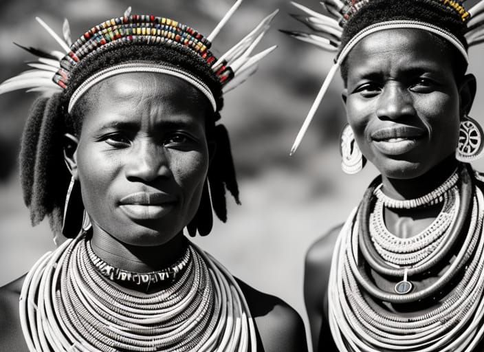 Samburu Tribe Warriors. BW III - AI Generated Artwork - NightCafe Creator