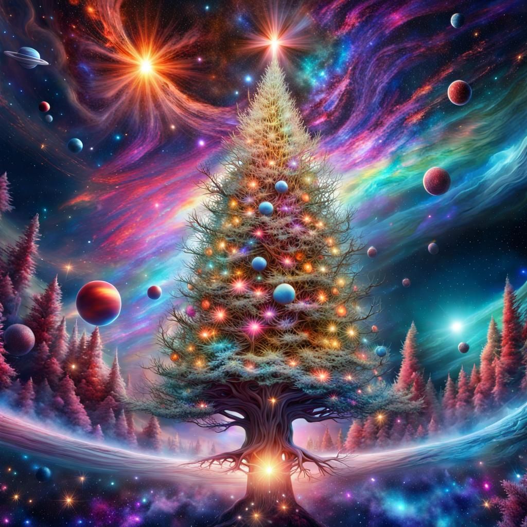 Galactic Christmas Tree - AI Generated Artwork - NightCafe Creator