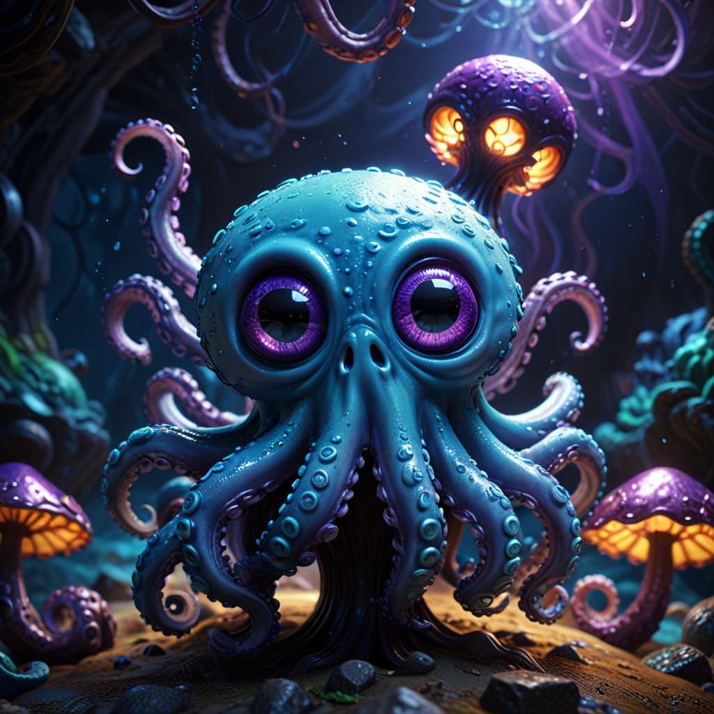 Ethereal Vortex Hero: Mr. Squishy Toes the Octopus... - AI Art