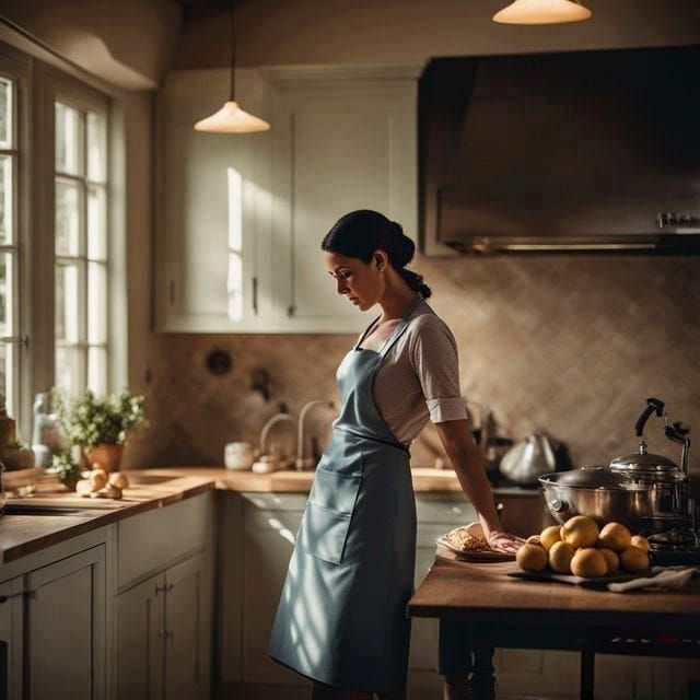 Tired maid taking a break from work - AI Generated Artwork - NightCafe ...