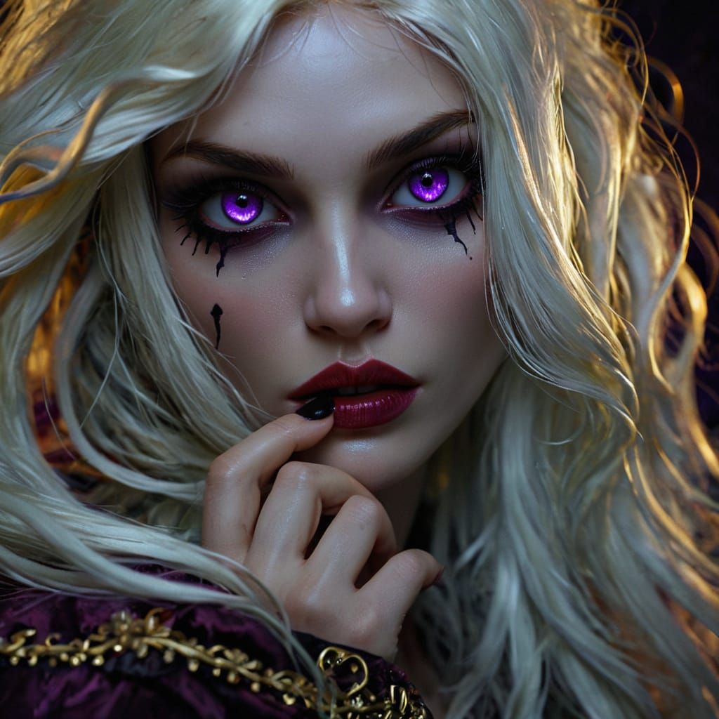 Ethereal Vampire Portrait in Rich, Dark Fantasy St... - AI Art