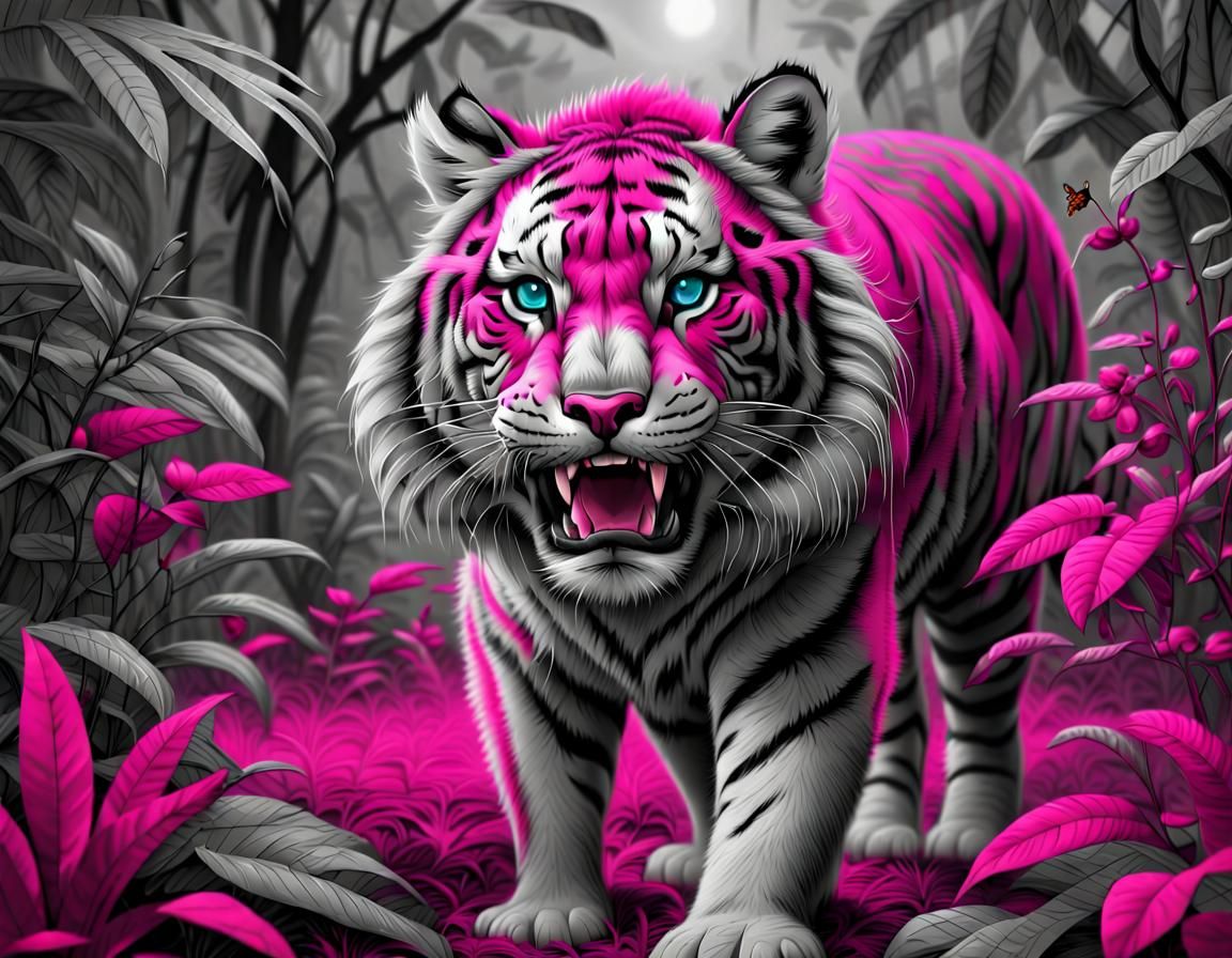 Selective Color Art, Tiger - AI Generated Artwork - NightCafe Creator