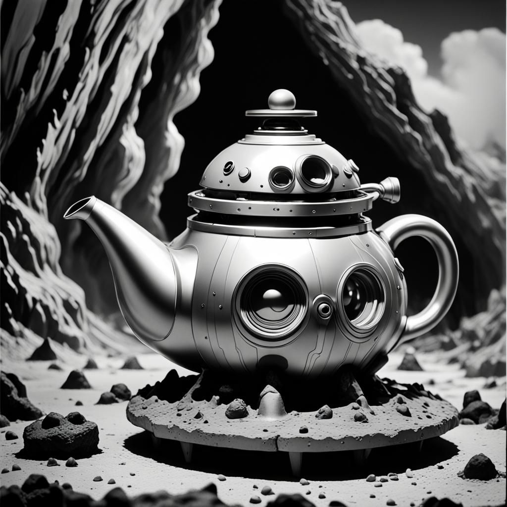 Tea Pot as a spacecraft, reminisce space series from 60s : r/nightcafe