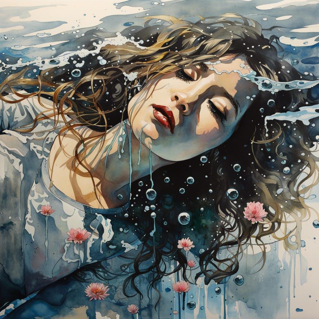 Submerged Watercolor - AI Generated Artwork - NightCafe Creator