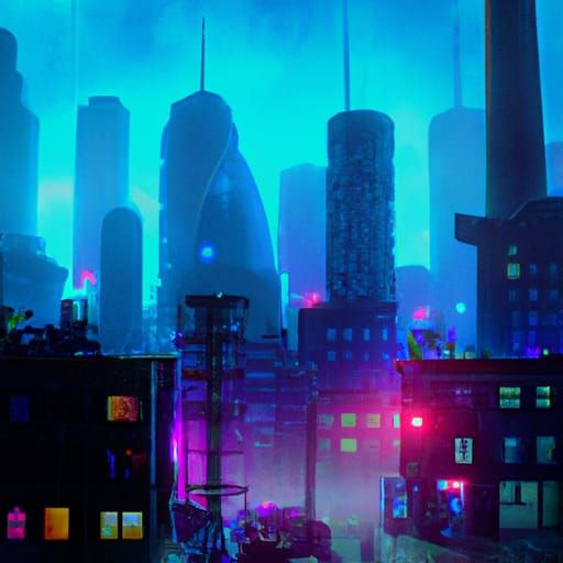 Toronto Skyline Cyberpunk - AI Generated Artwork - NightCafe Creator