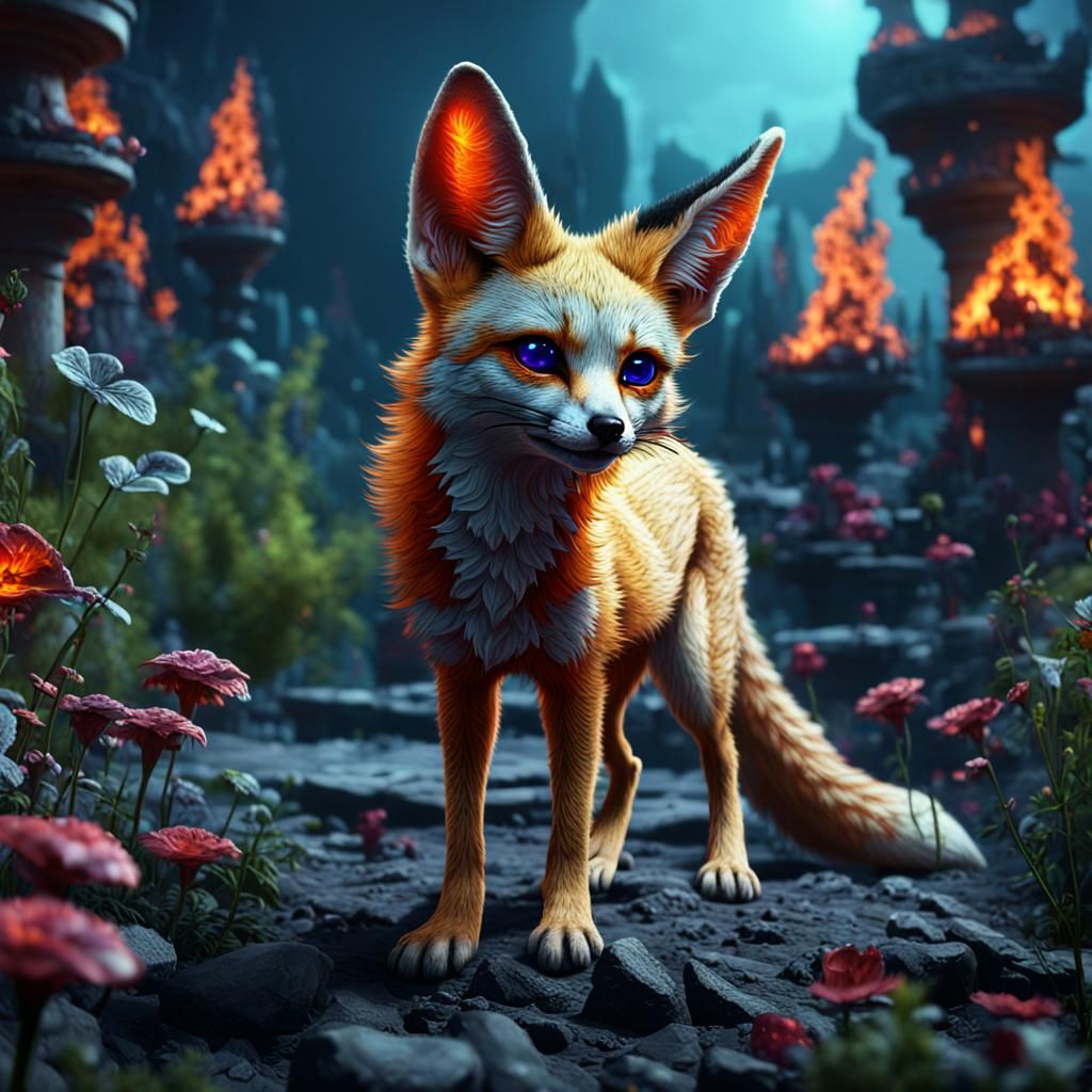 Demonic fennec fox in the Garden of Hell - AI Generated Artwork ...