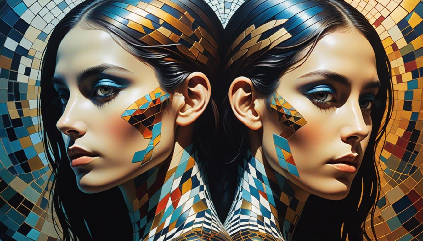 Stunning Androgynous Figure in Double Exposure wit... - AI Art