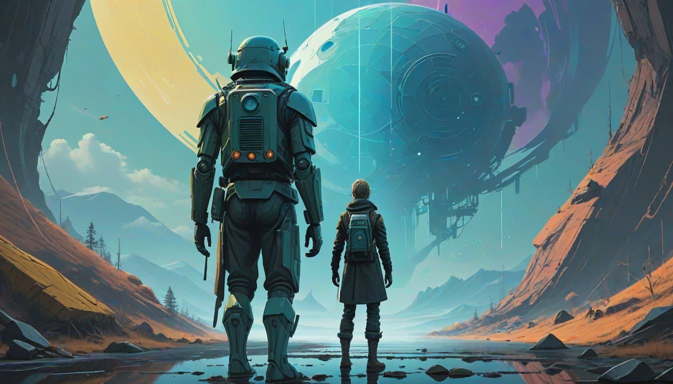 Elegant, Androgynous Figure in Gradient, Ombre Eff... - AI Art