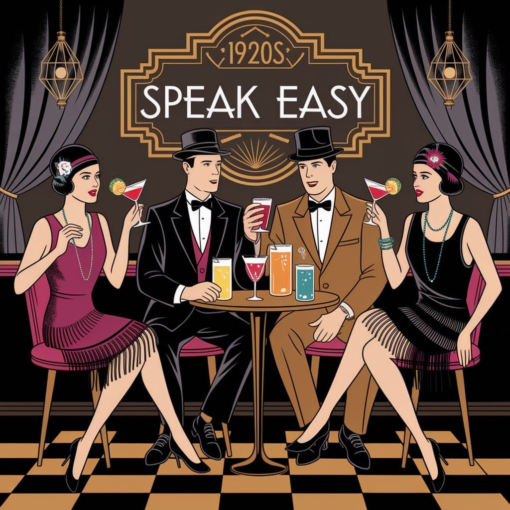 A 1920s Speak Easy - Roaring 20s Speak Easy Scene, Colorized