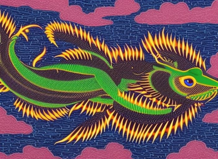 Lightning lizard. - Flying Lizard in Lightning Storm on Brig...