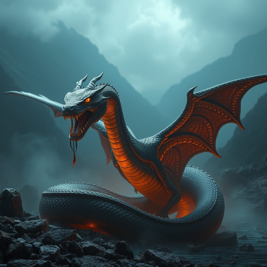 Dragon Snake Transformation in Epic Cinematic Styl... - AI Art
