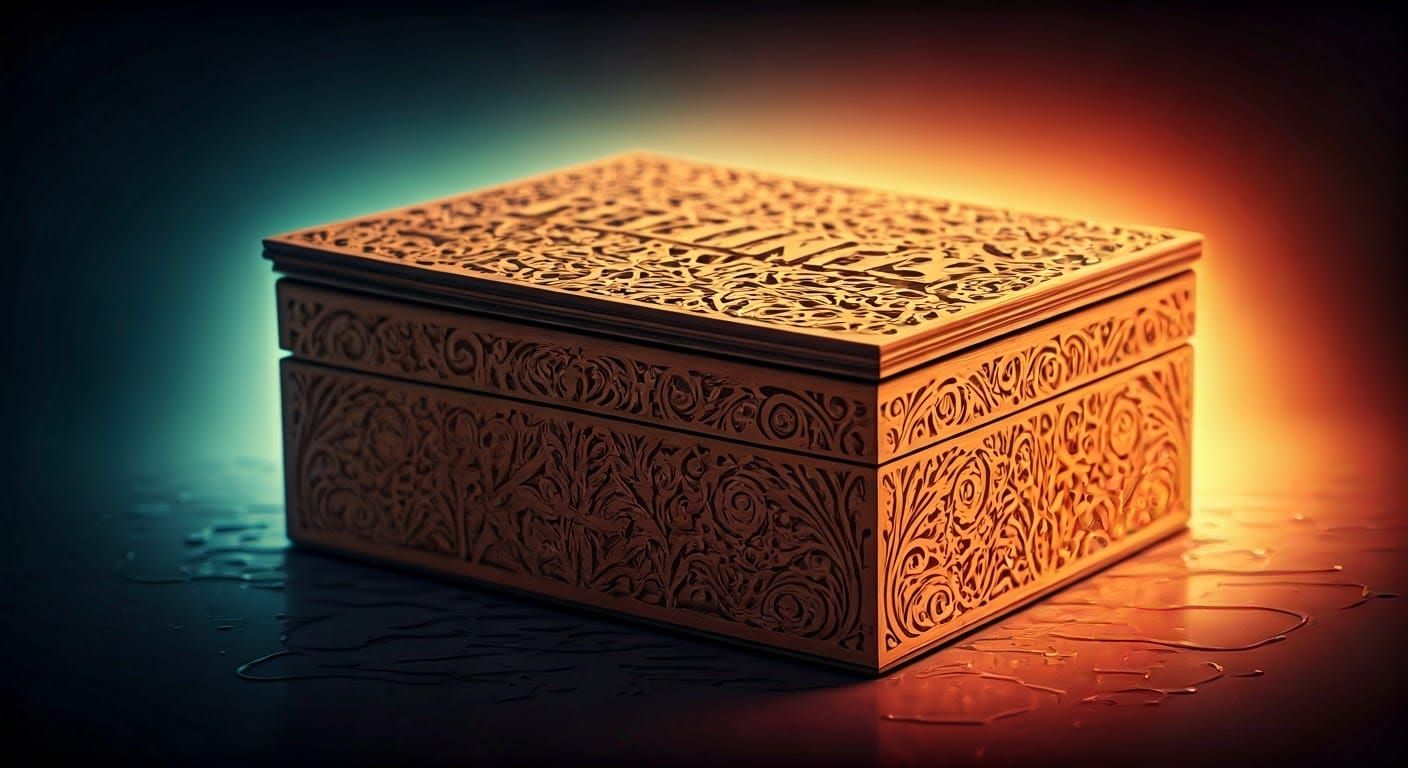 THE BOX - Hyperrealistic Wooden Box with Intricate Patterns...