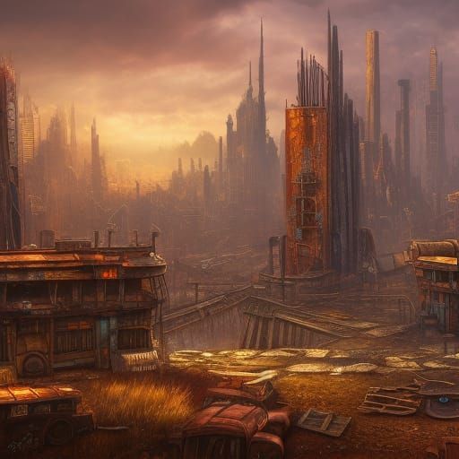 Rusty city - AI Generated Artwork - NightCafe Creator