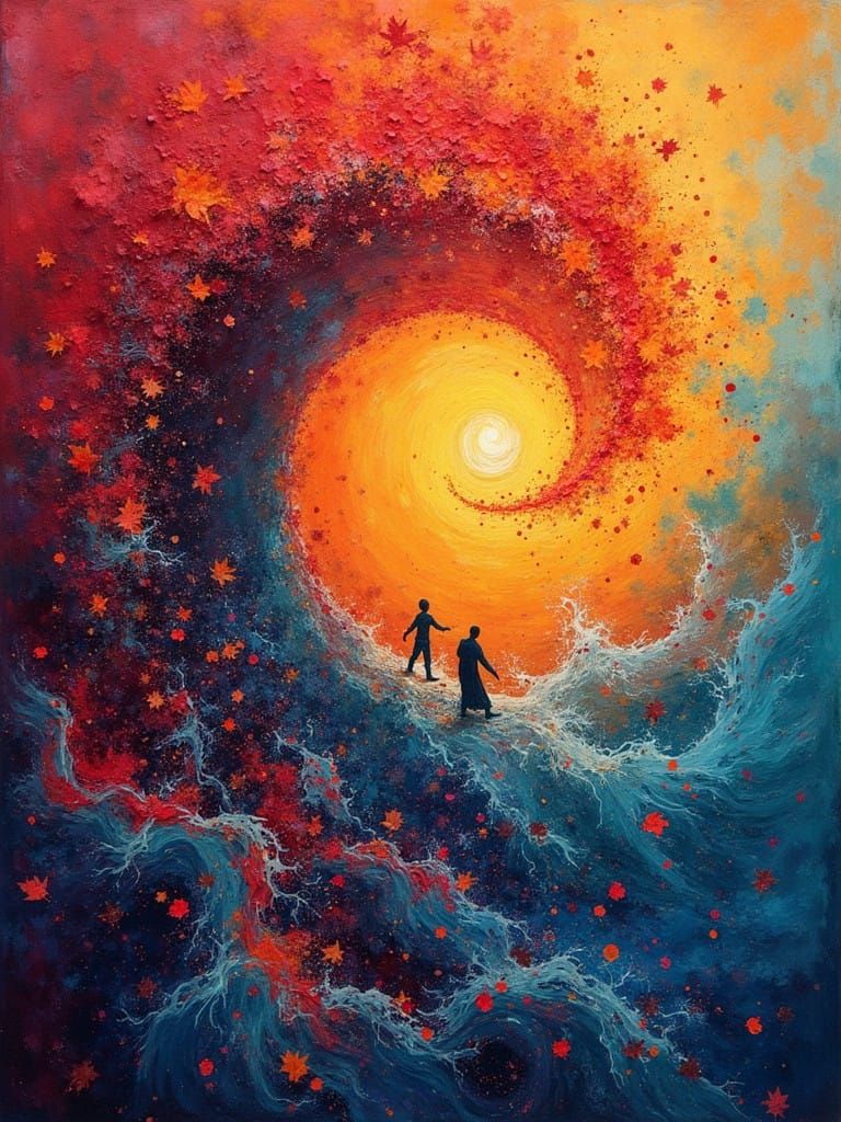 Vibrant Autumn Dreamscape in Gouache Style - AI Art