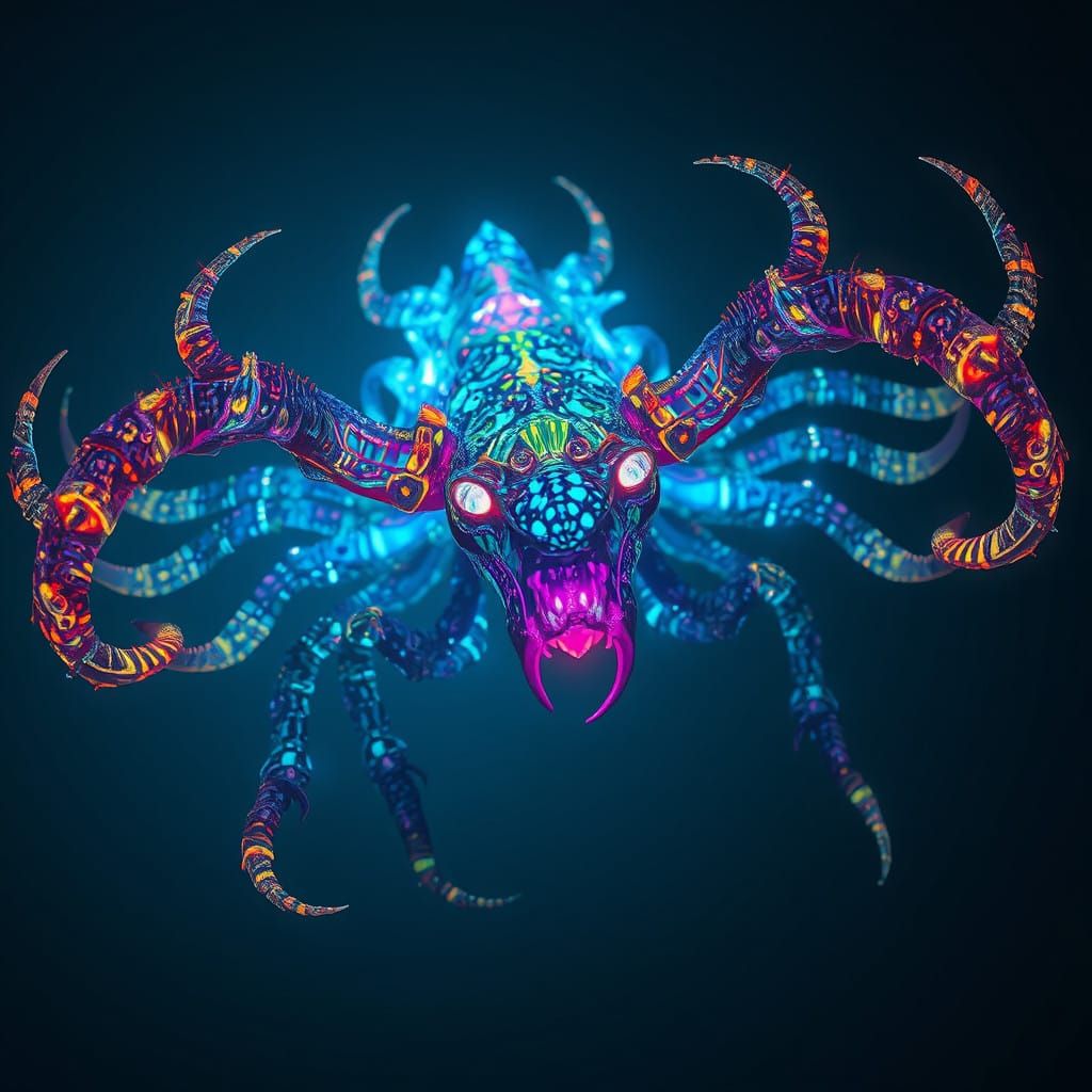 Glowing Surrealist Creature Radiates from Backlit ... - AI Art