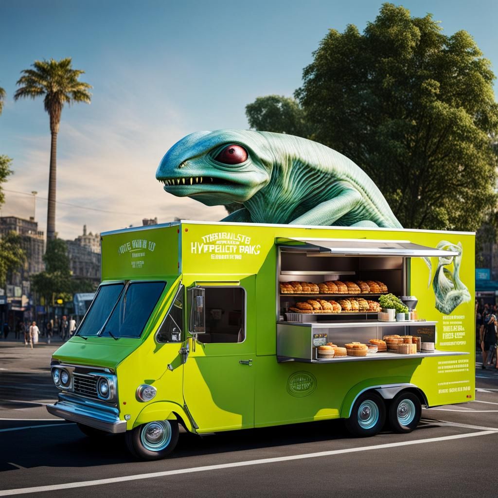 Hyperrealistic alien Food Trucks - AI Generated Artwork - NightCafe Creator