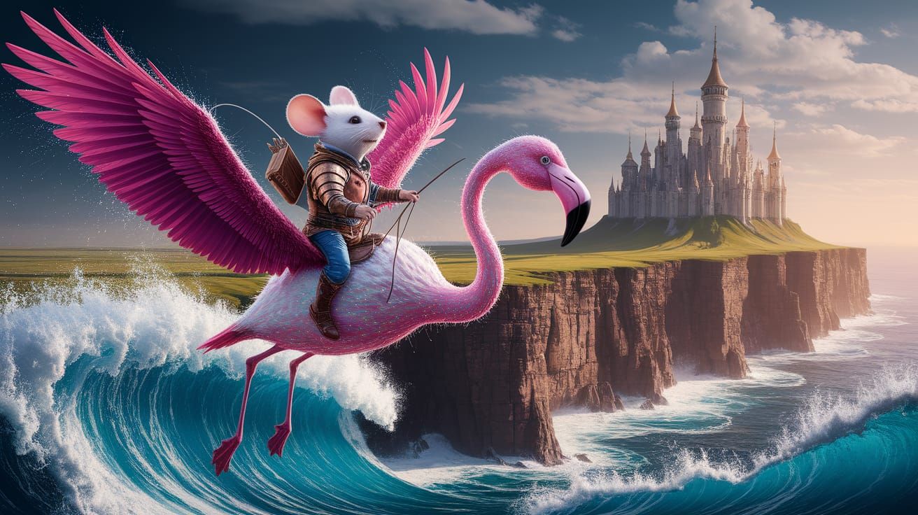 Departing for another land. - Mouse in Armor Rides Sparkly F...