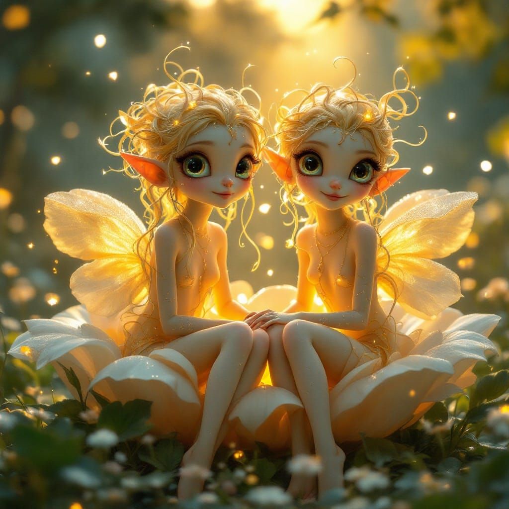 Aether Elves in Moonlit Meadow - AI Art