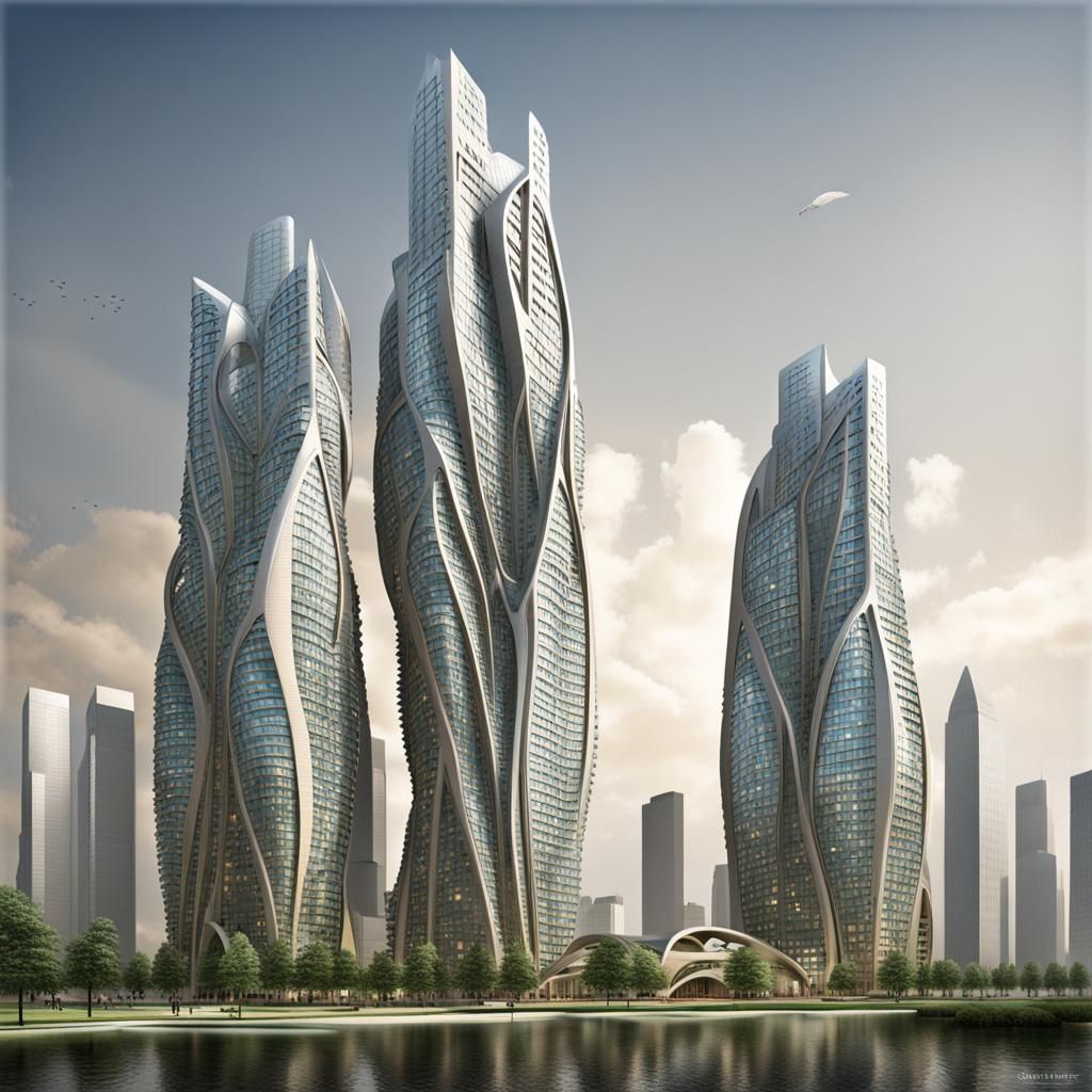 Neo-futurist skyscrapers - AI Generated Artwork - NightCafe Creator
