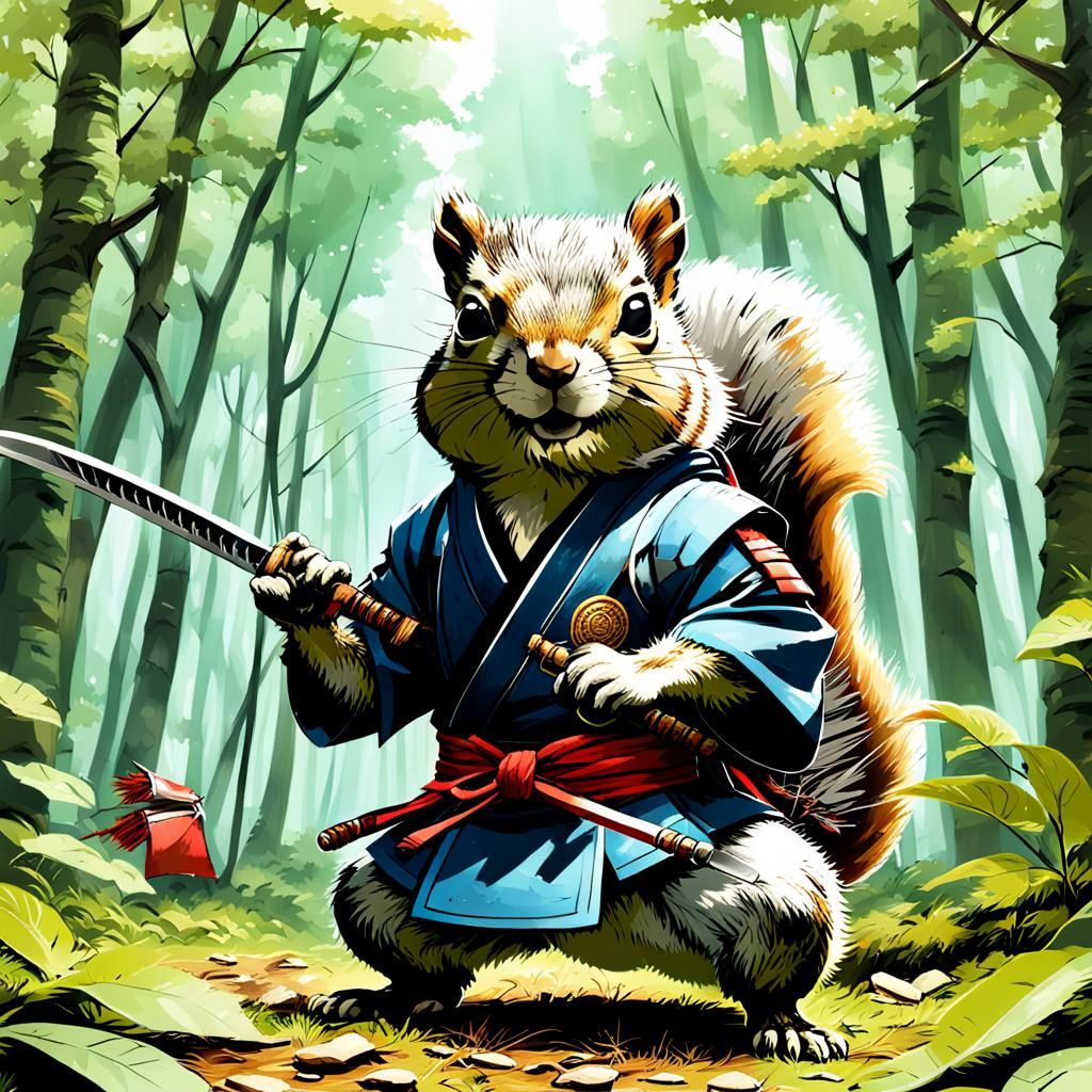 Met on the road, the Legendary Wandering Samurai Squirrel - AI ...
