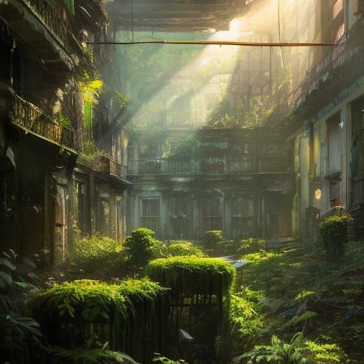 mossy building 8 - AI Generated Artwork - NightCafe Creator