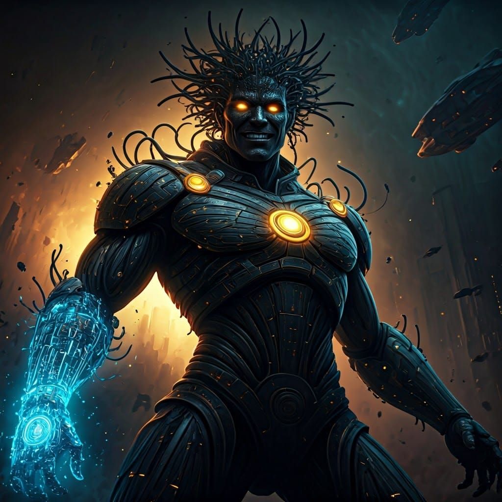 Cyberpunk Warlock, Technorganic X-Men Mutant, Batt... - AI Art