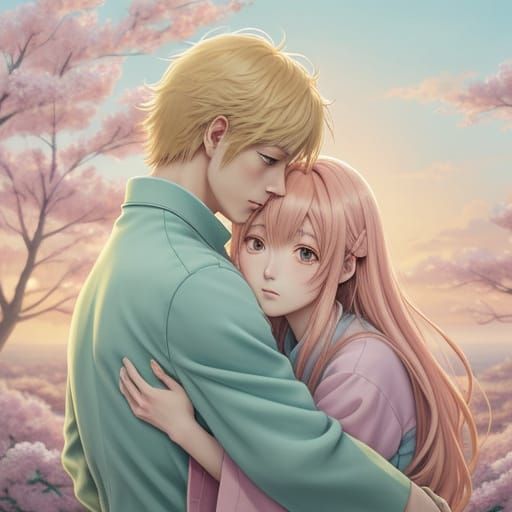 A Young Woman's Devotion in Vibrant Anime Style - AI Art