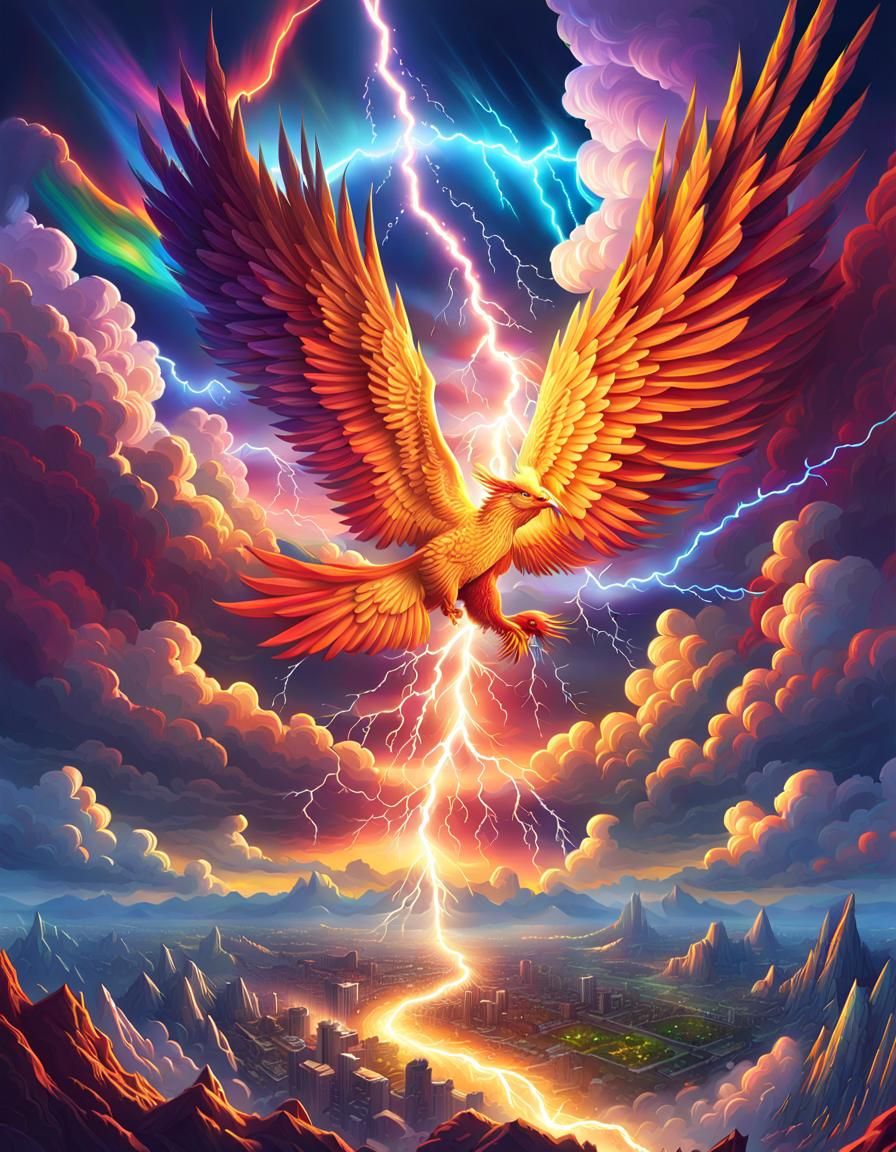 Phoenix in the Lightning Storm v5 - AI Generated Artwork - NightCafe ...