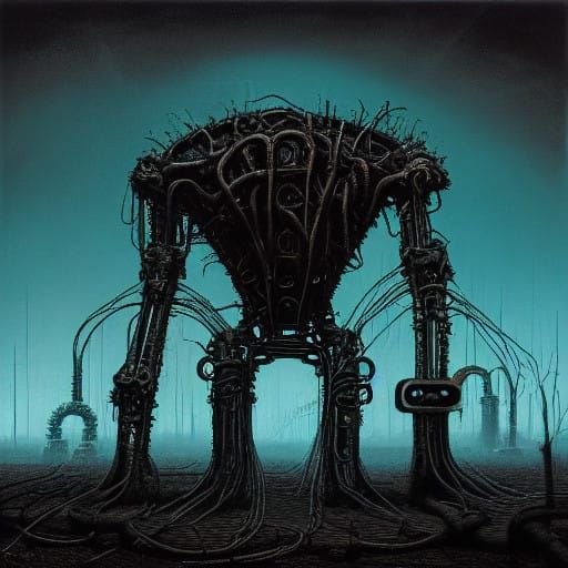 Surreal Biomechanical Abomination Rises from Dysto... - AI Art
