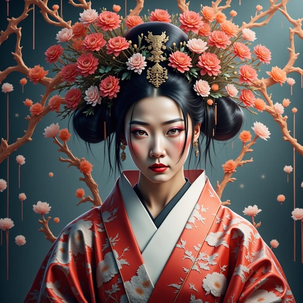 Geisha Lady - Cyberpunk Geisha Android in Asian-Inspired Aes...