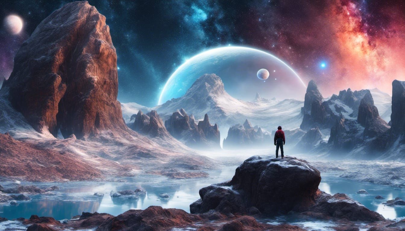 Alien planet with space wanderer. - AI Generated Artwork - NightCafe ...
