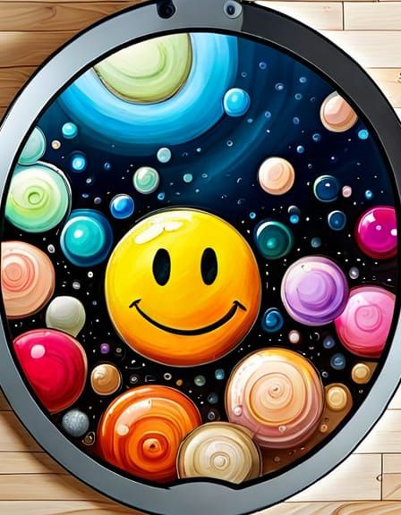 ROOMBA with smiley face painting floor beautifully with colorful ...